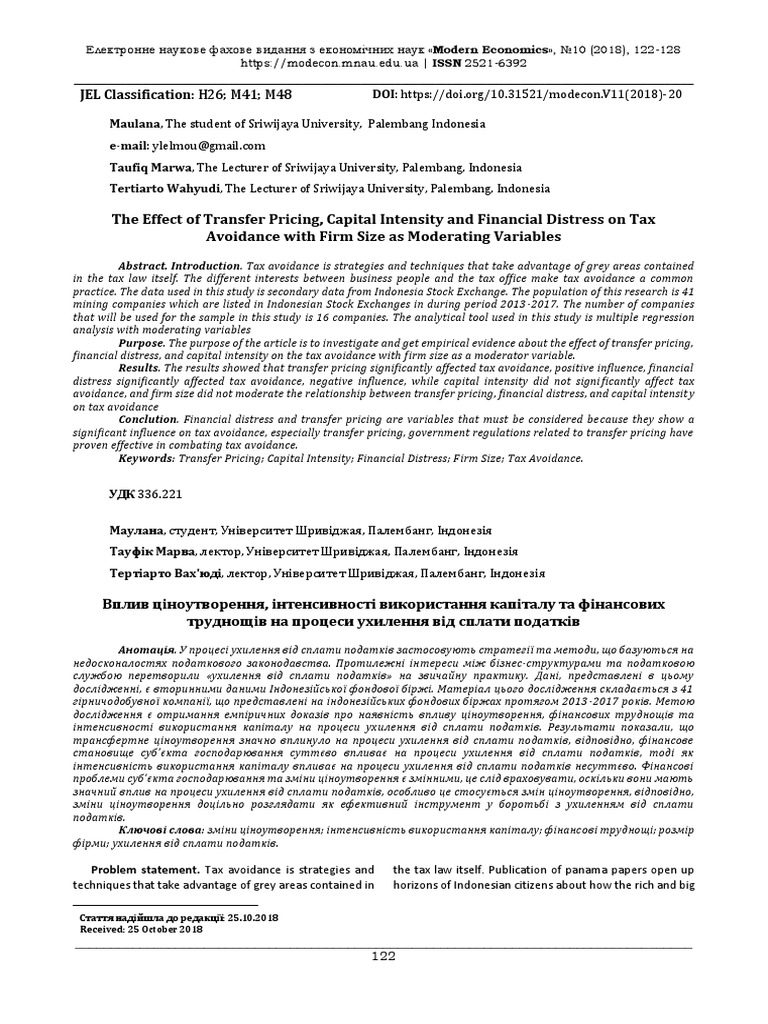 JEL Classification: H26 M41 M48 | PDF | Depreciation | Taxes