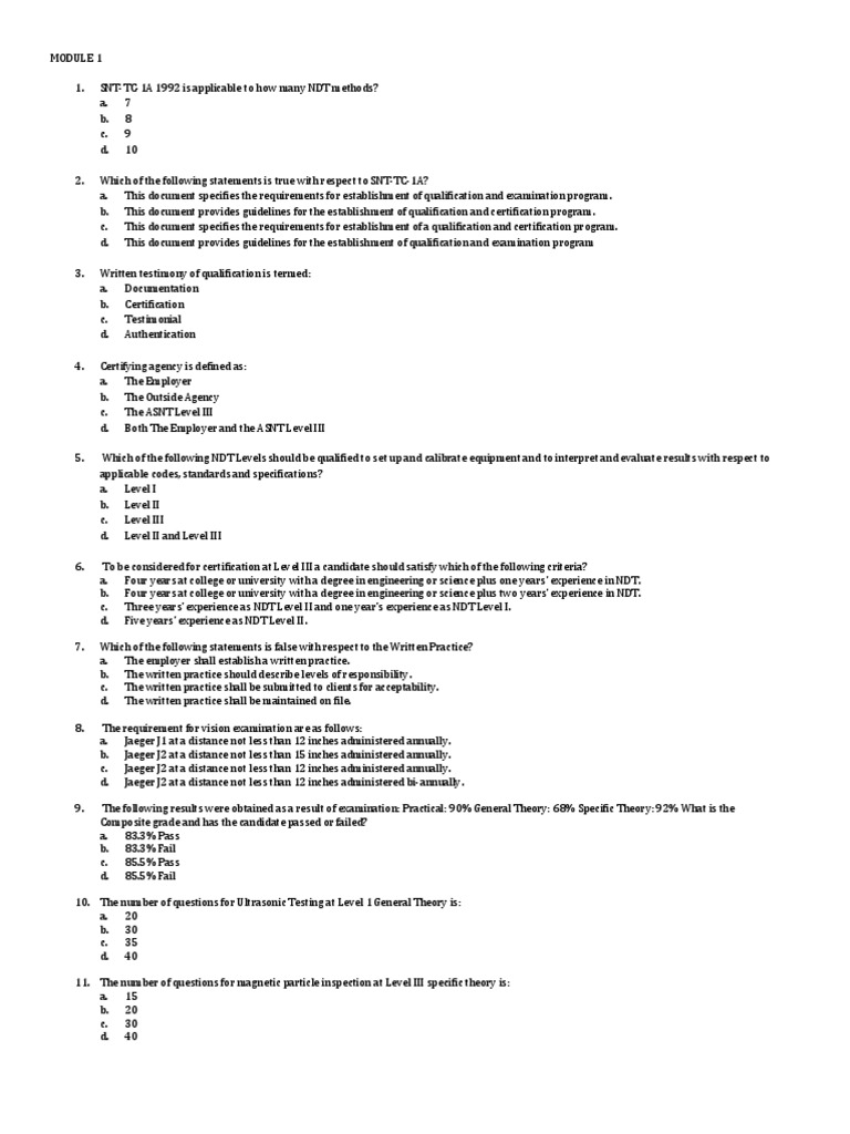 Understanding SNT-TC-1A: An Analysis of Questions Regarding Non ...