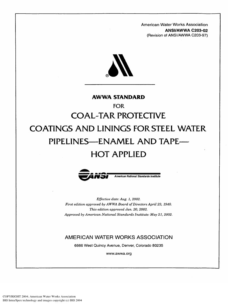 Awwa C-203 - 02 | PDF | Business