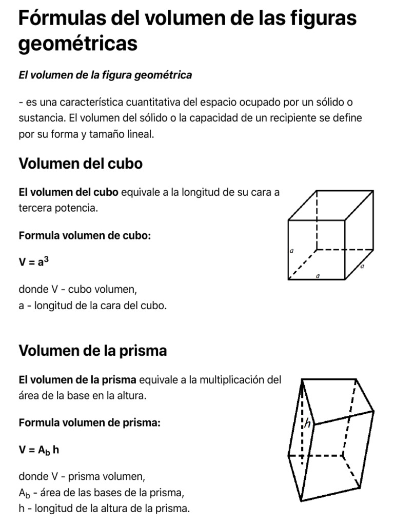 Fórmulas Del Volumen de Las Figuras Geométricas | PDF | Tetraedro | Volumen