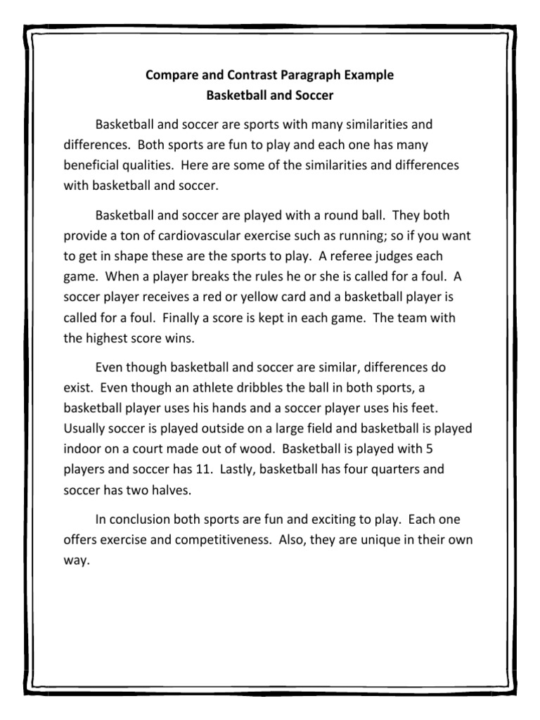 Compare and Contrast Paragraph Example PDF | PDF