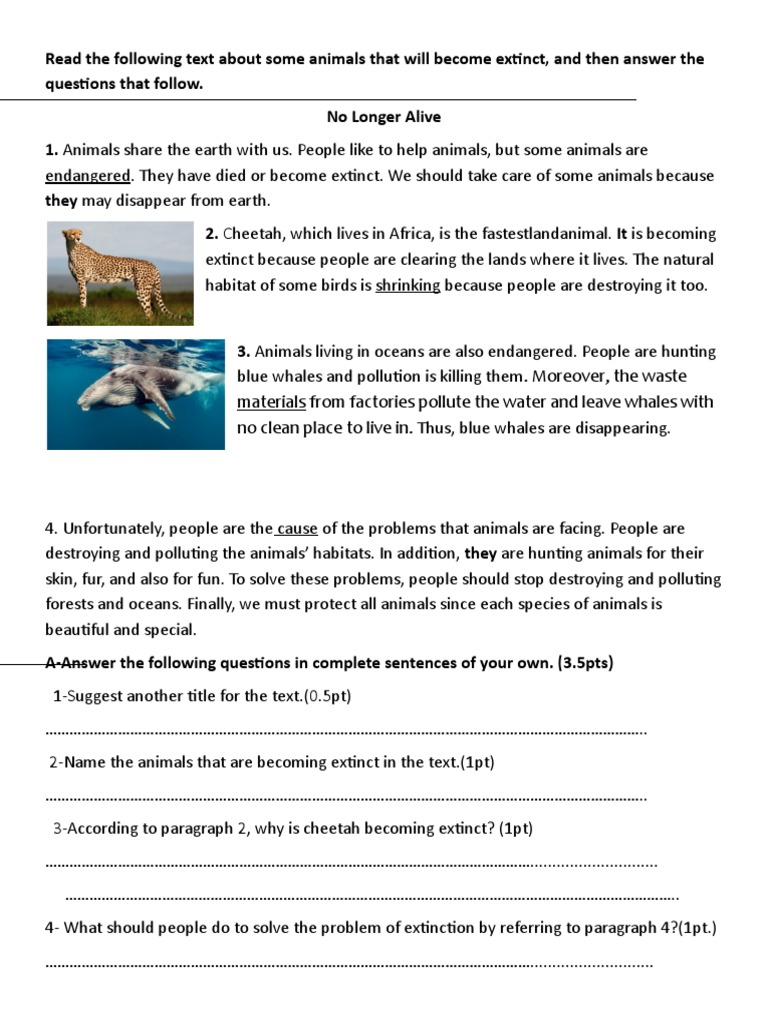 Animals | PDF | Endangered Species | Extinction