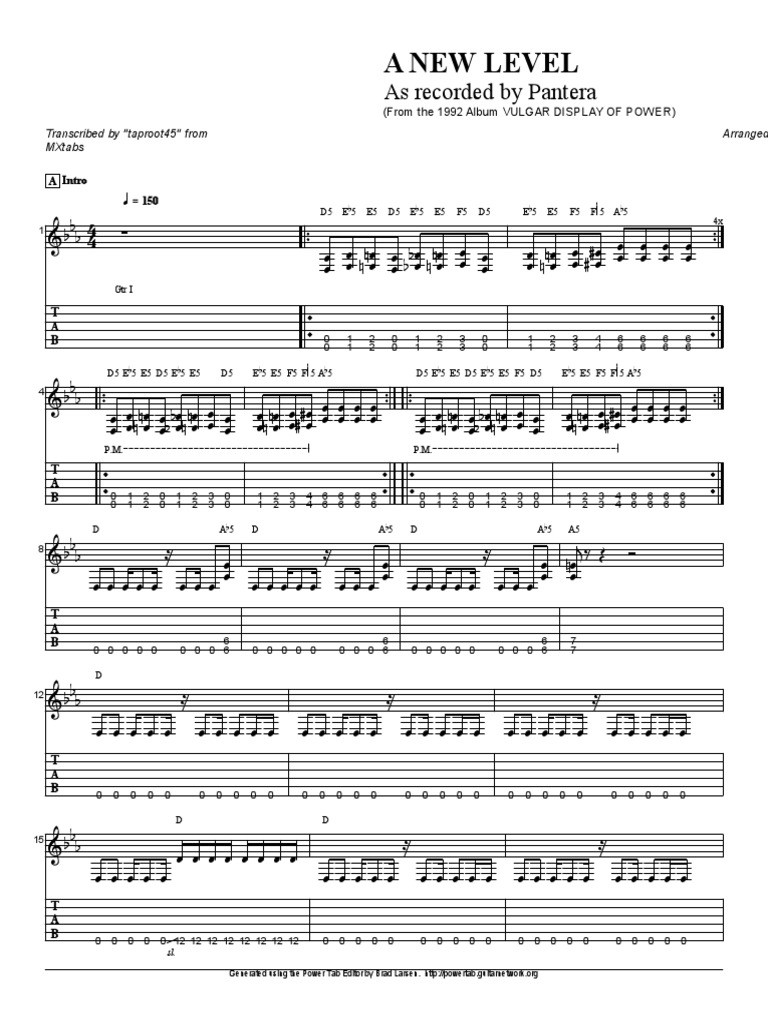 New Level - Pantera (Score) | PDF | Leisure