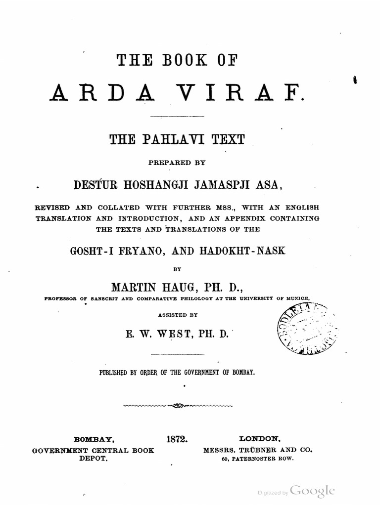 The Book of Arda Viraf The Pahlavi Text PDF | PDF
