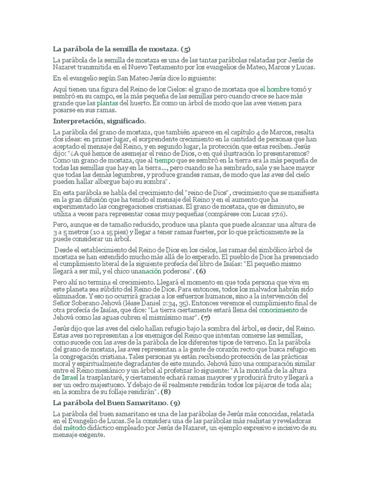 Parábola de la Semilla de Mostaza: Significado | PDF | Creencia ...