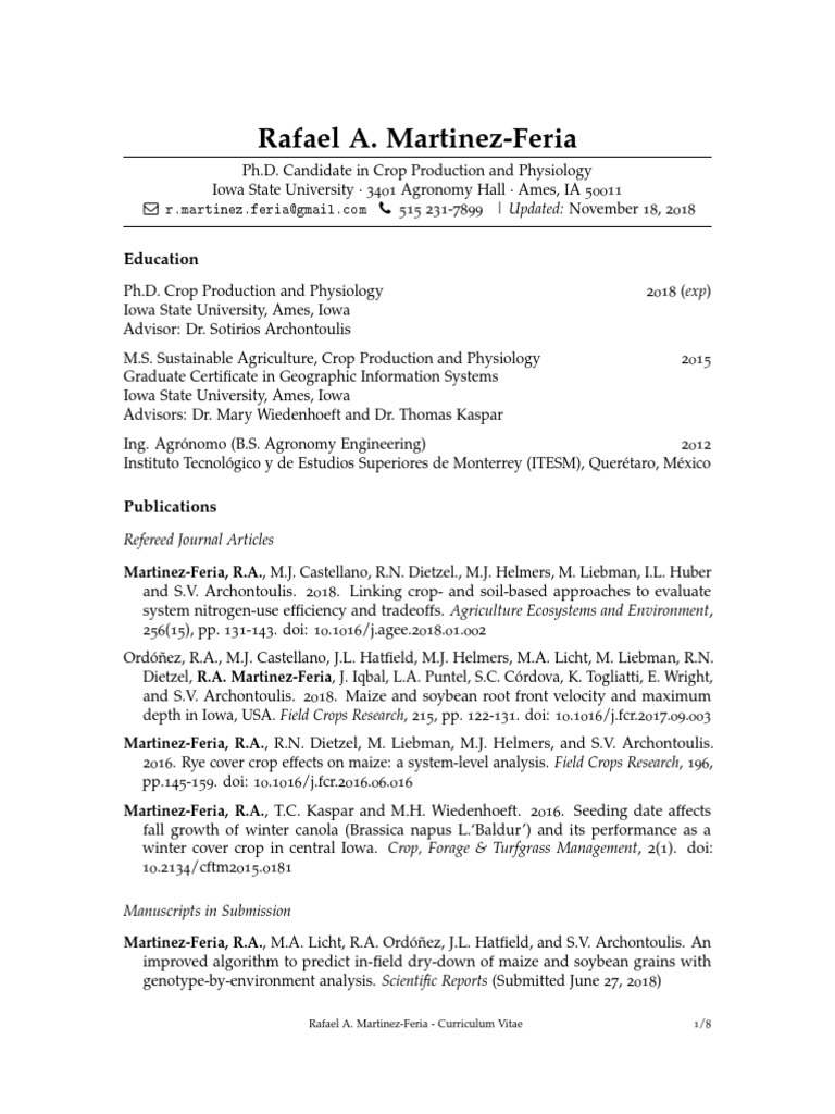 CV | PDF | Agriculture | Agronomy