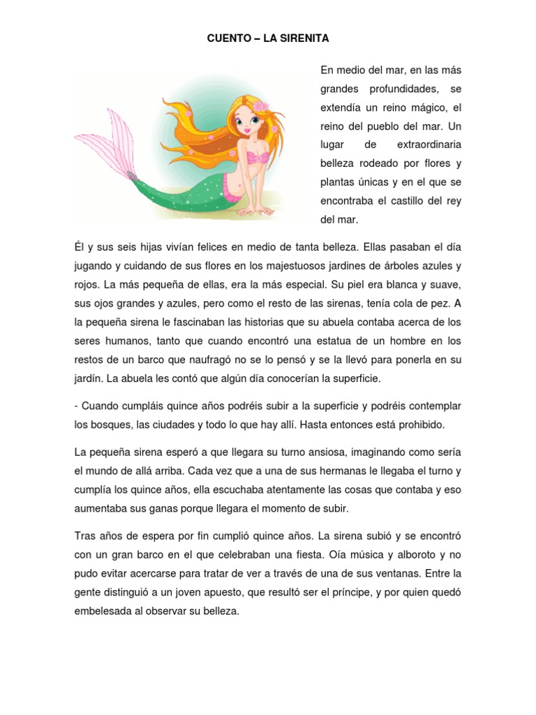 Resumen del cuento La Sirenita | PDF | Sirena | Ocio