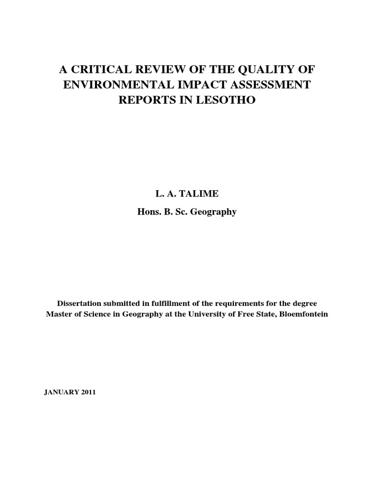 Critical Review EIA Report | PDF | Environmental Impact Assessment ...