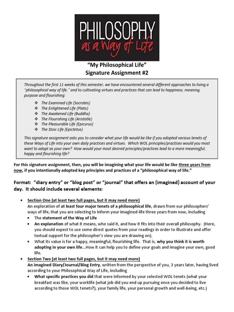 "My Philosophical Life" Signature Assignment #2 | PDF | Stoicism ...