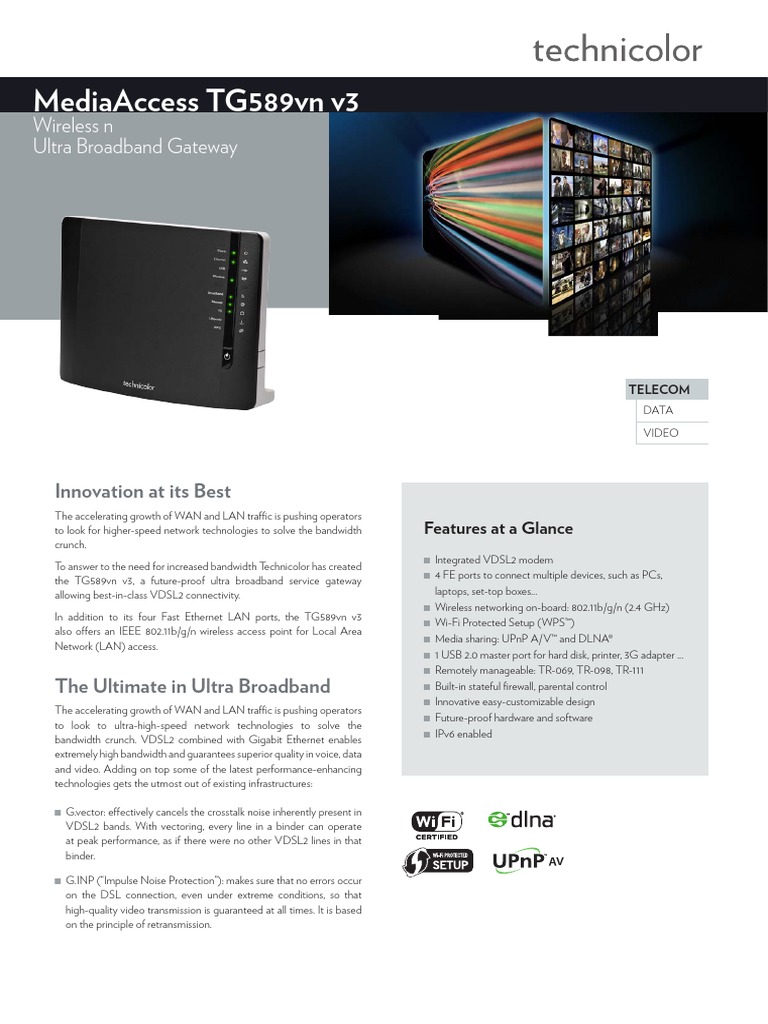 Mediaaccess Tg589Vn V3: Wireless N Ultra Broadband Gateway | PDF | Wi ...
