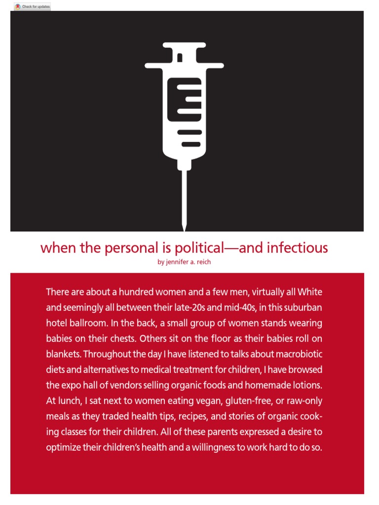 When The Personal Is Political-And Infectious | PDF | Vaccines ...