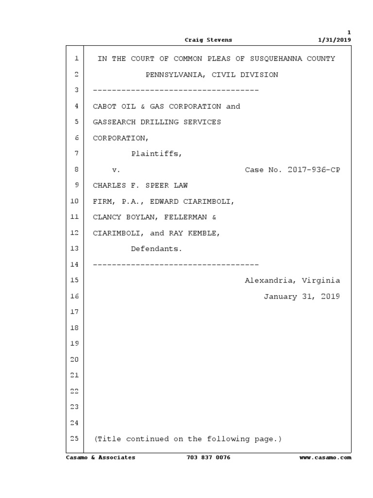Craig Stevens Transcript | PDF | Deposition (Law) | Stalking