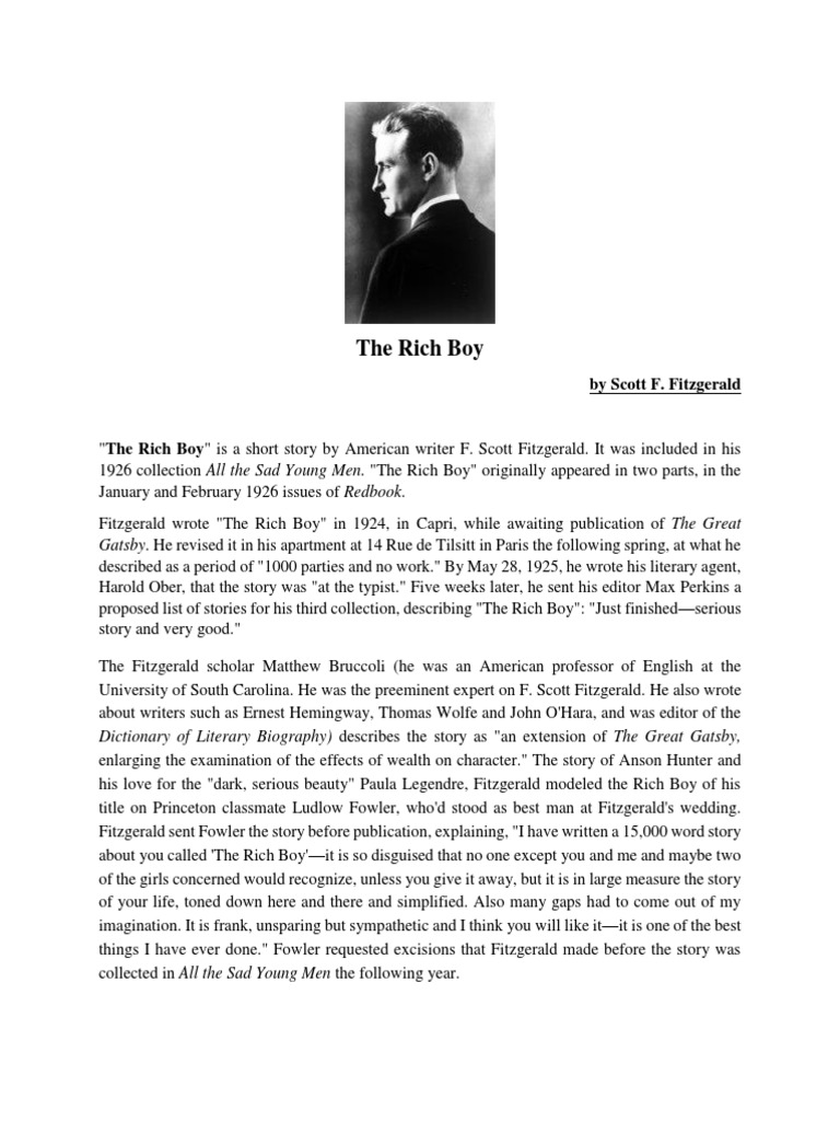 The Rich Boy | PDF | F. Scott Fitzgerald | The Great Gatsby