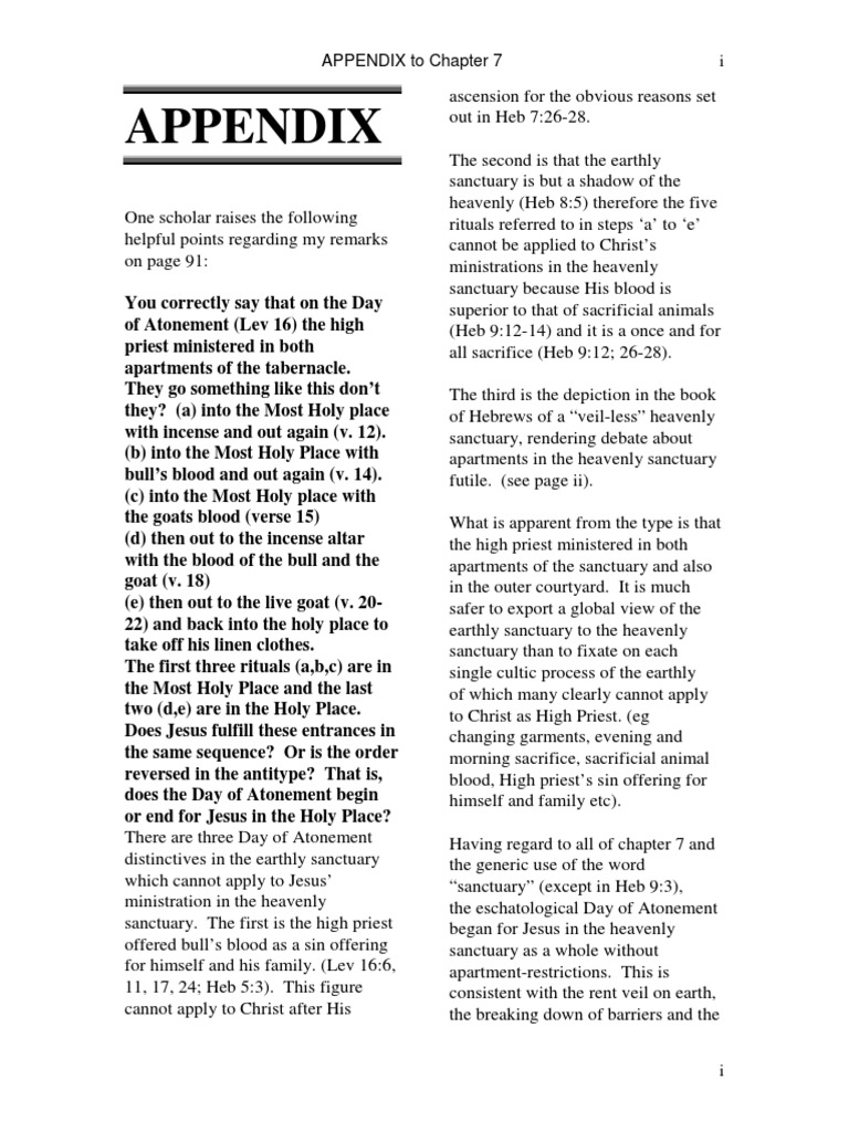 Appendix: APPENDIX To Chapter 7 I | PDF | Sacrifice | Jesus