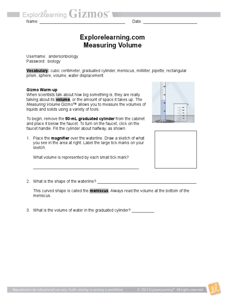 1-d MeasuringVolume Activity | PDF | Volume | Area