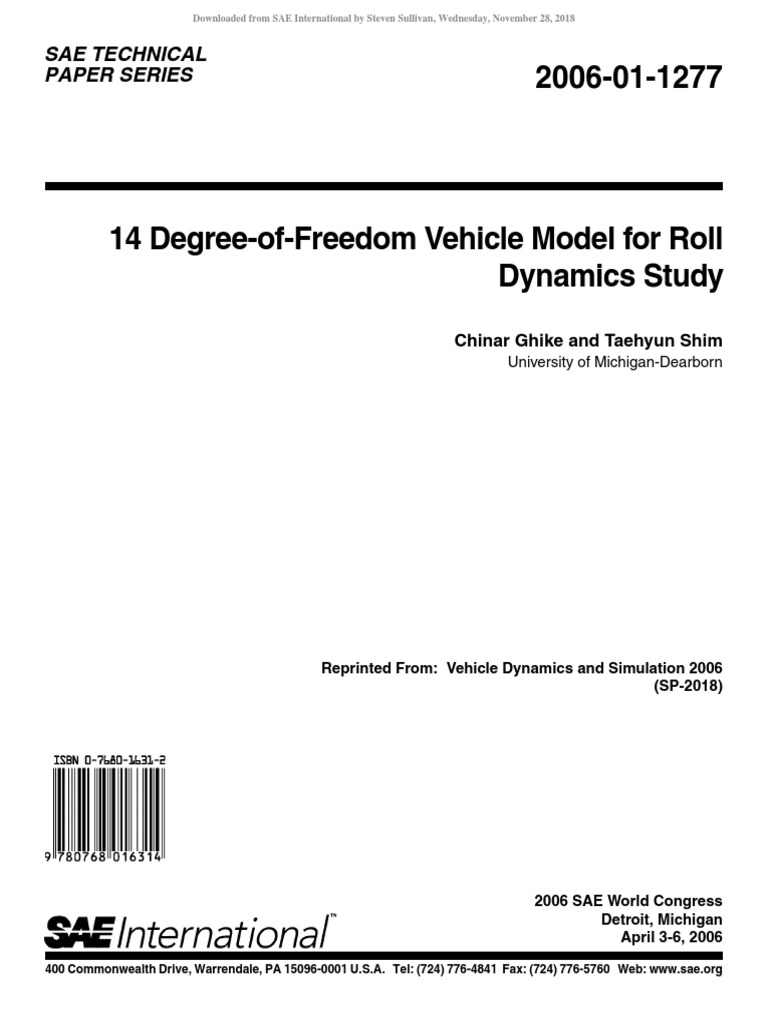 Sae Technical Paper Series: Chinar Ghike and Taehyun Shim | PDF ...