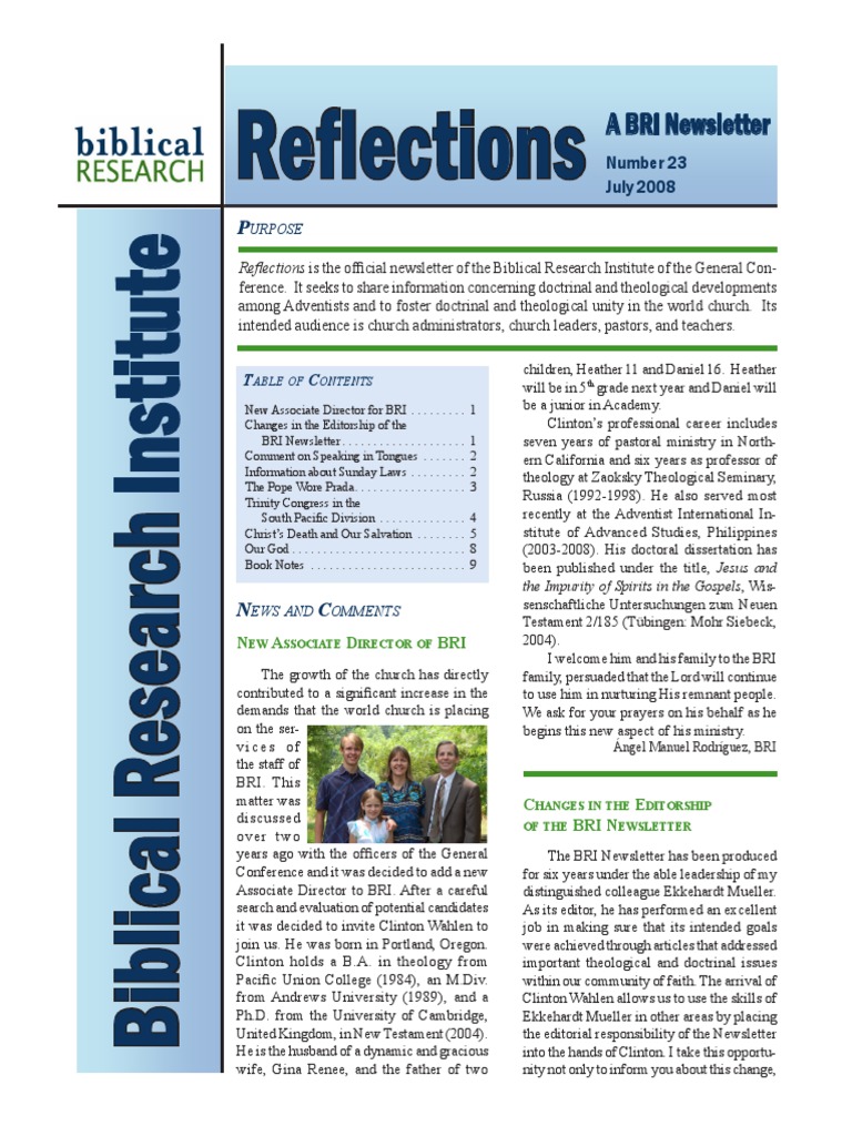 BRI Newsltr 7-08 (#23) - 0 | PDF | Atonement In Christianity | Jesus