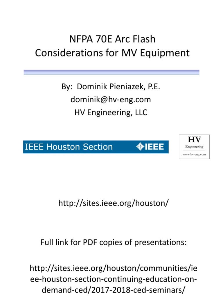 Arc Flash Presentation IEEE CED Final | PDF | Electric Arc | Personal Protective Equipment