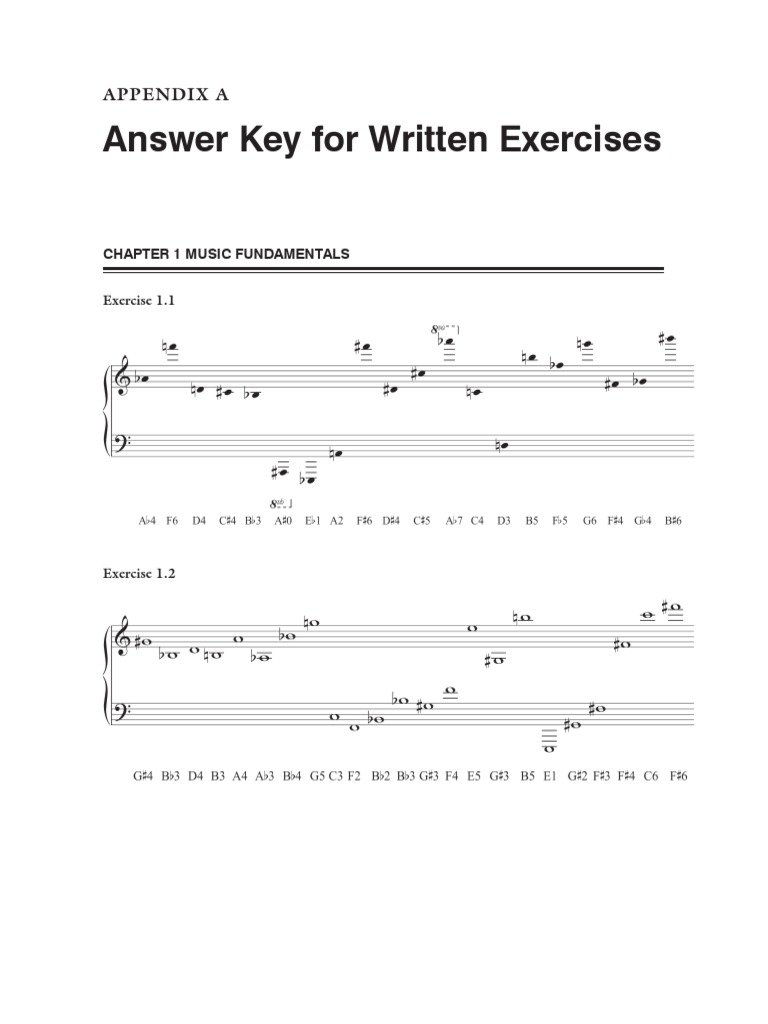 Answer Key For Written Exercises: Appendix A | PDF | Modernism (Music) | Pitch (Music)