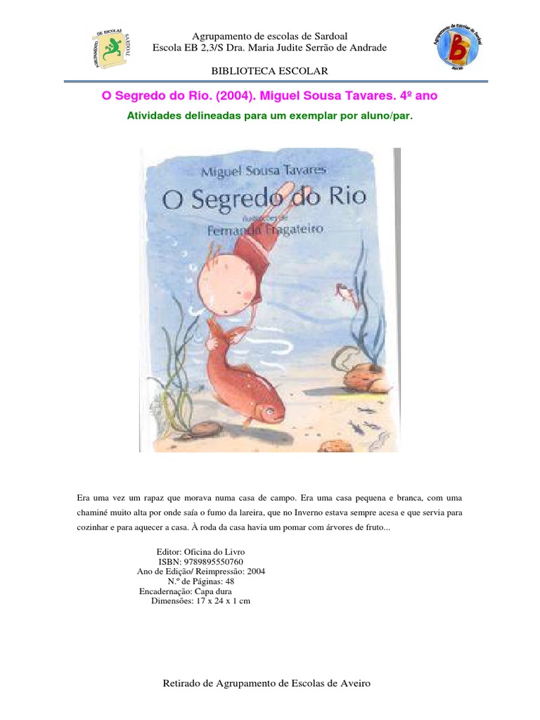 Resumo da atividade de leitura orientada do livro "O Segredo do Rio ...