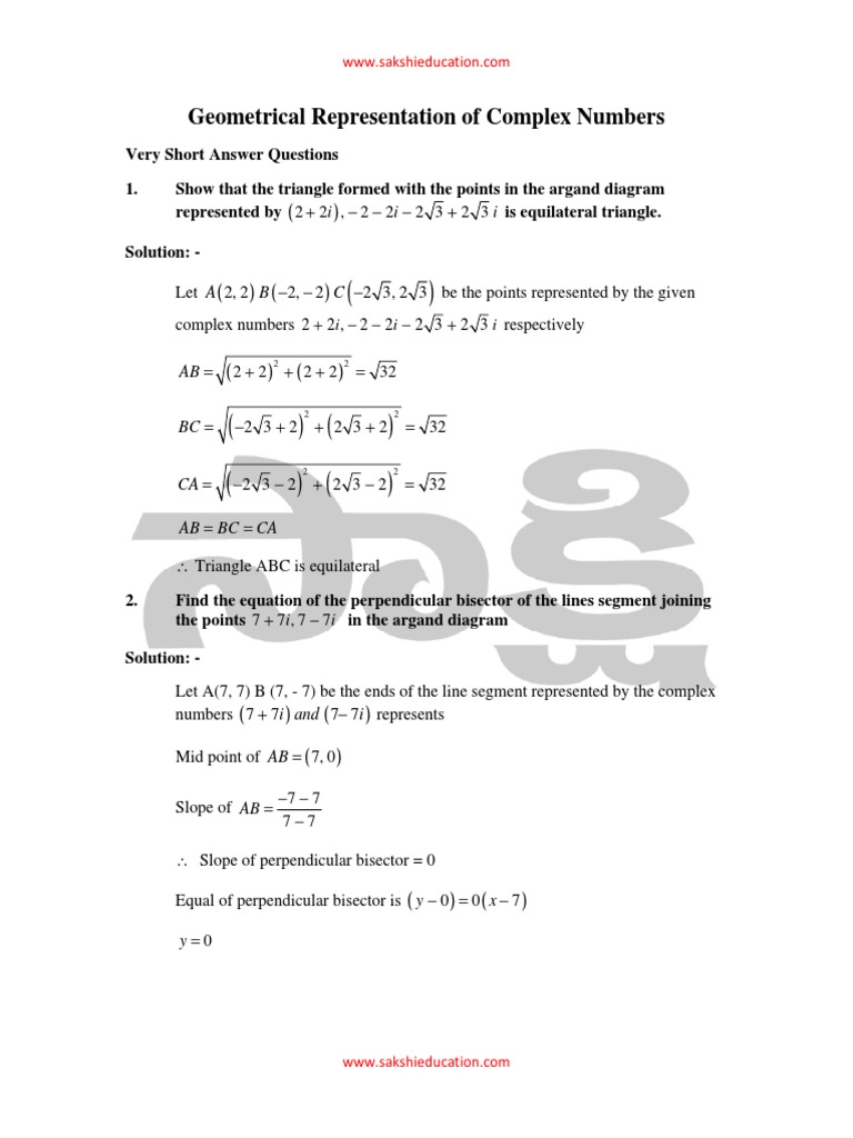 11 04 Geometrical Representation of Complex Numbers | PDF | Triangle ...