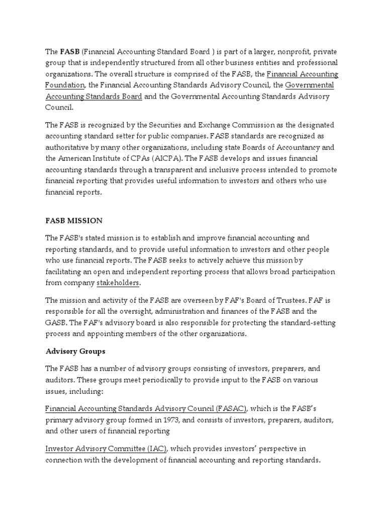 The FASB | PDF | Financial Accounting Standards Board | Accounting