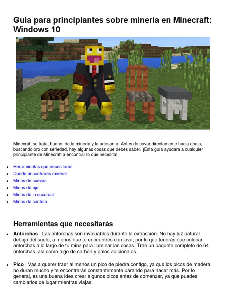 Guía de Minería en Minecraft para Novatos | PDF | Minería | Ocio