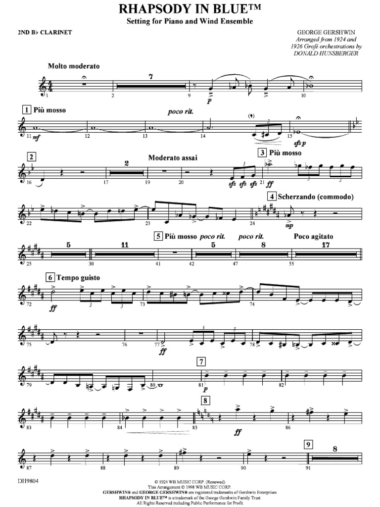 Rhapsody in Blue for Clarinet and Piano | PDF