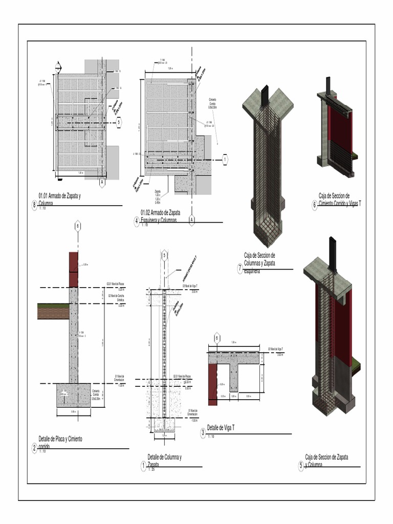 Detalles 3D de Columna de Acero Con Placa Base | PDF | Ingeniería ...