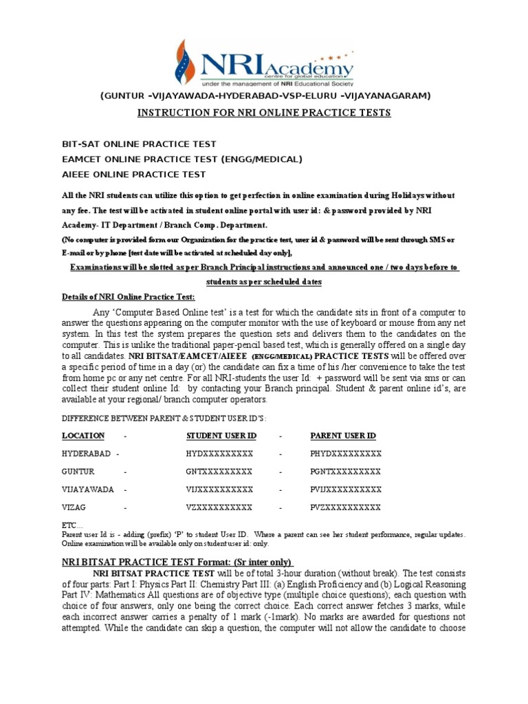 Details of Nri Online Practice Test 2 | PDF | Test (Assessment) | Computing