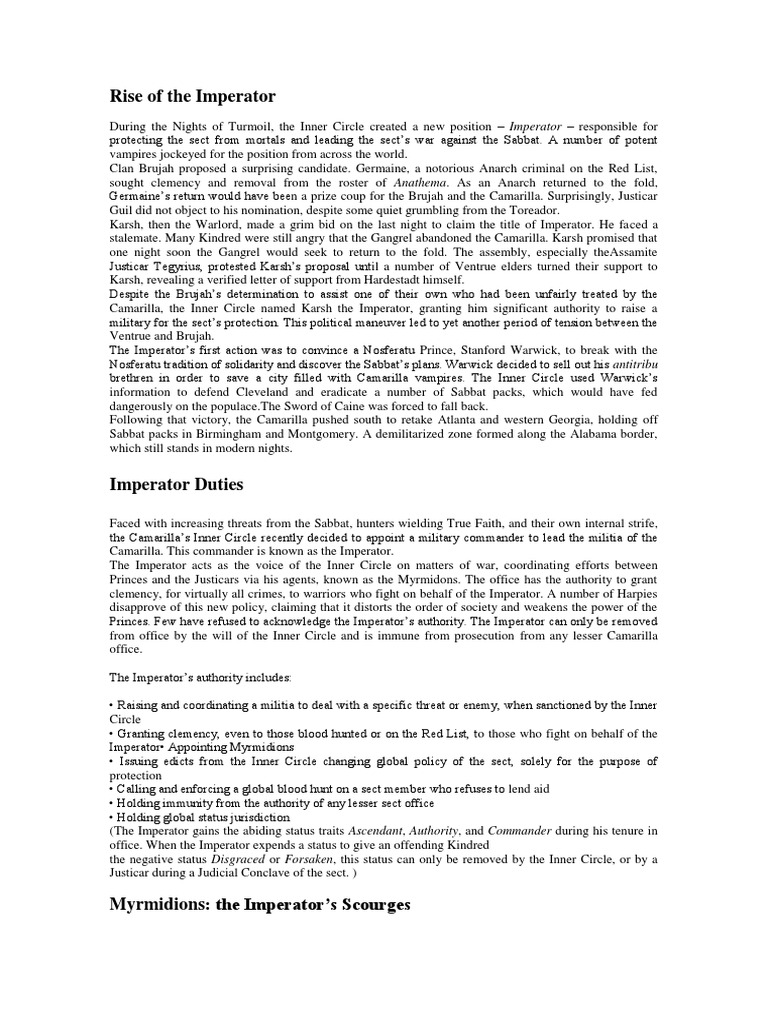 Archons, Justicars, Alastors & The Imperator | PDF