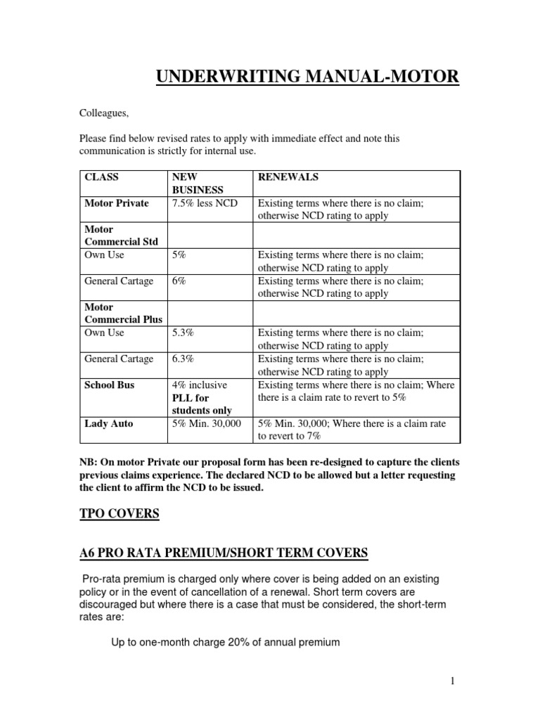 Underwriting Guide-Non Motor | PDF | Underwriting | Insurance