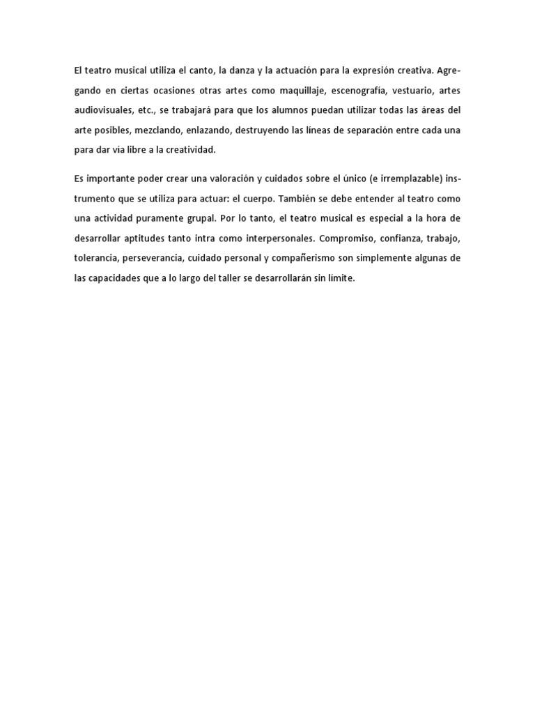 Beneficios del Teatro Musical en Educación | PDF | Arte