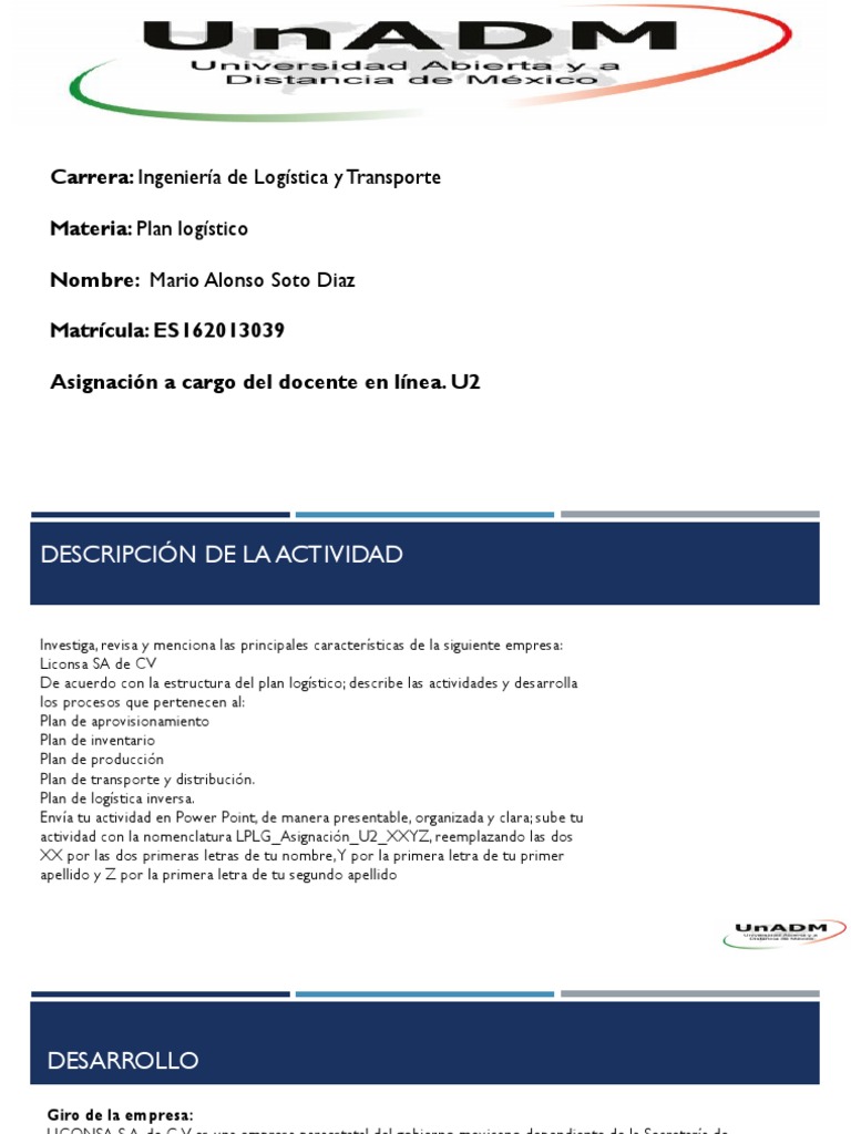 LPLG Asignación U2 Masd | PDF | Logística | Leche