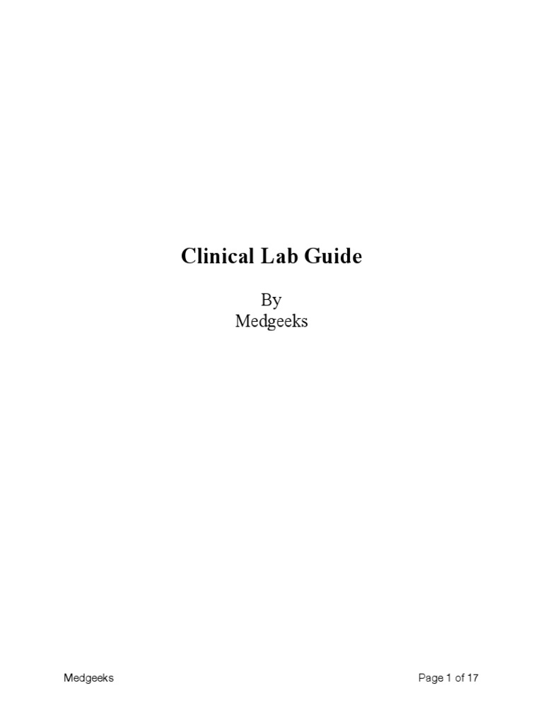 Clinical Lab Guide: by Medgeeks | PDF | Anemia | Renal Function