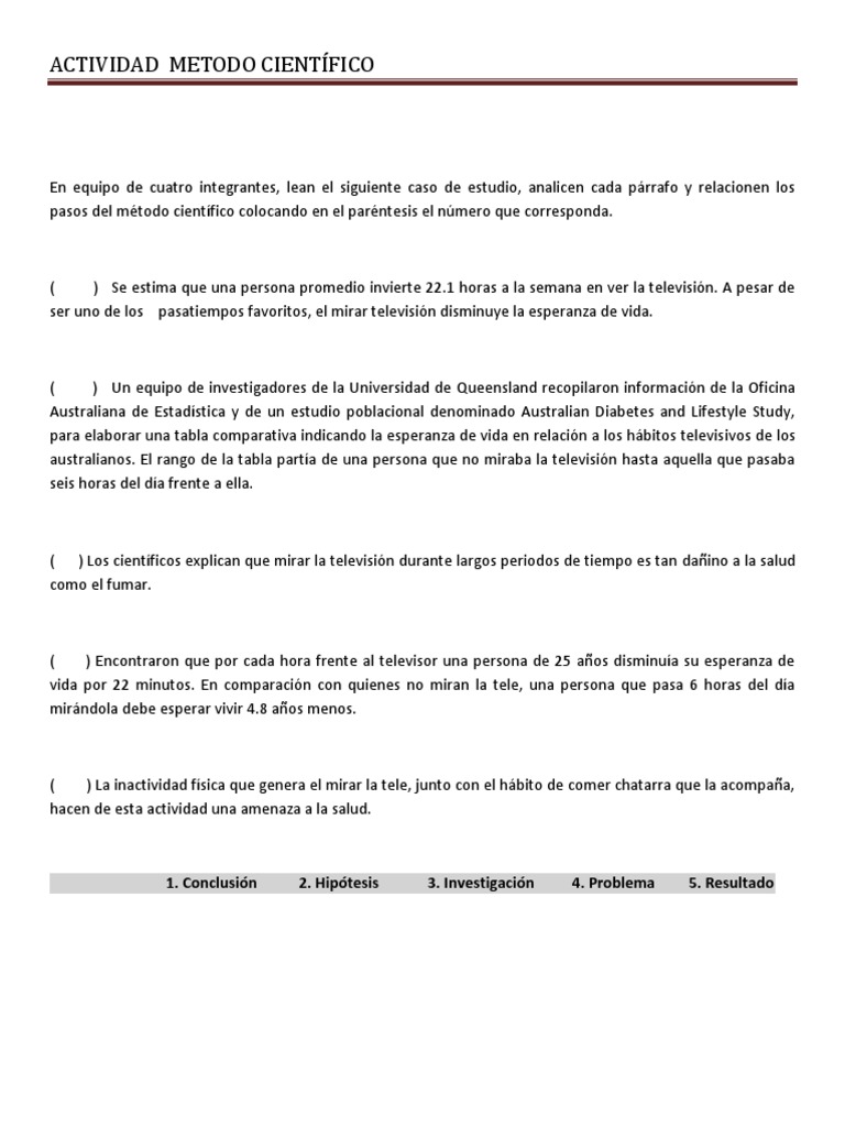 Actividad Metodo Científico | PDF
