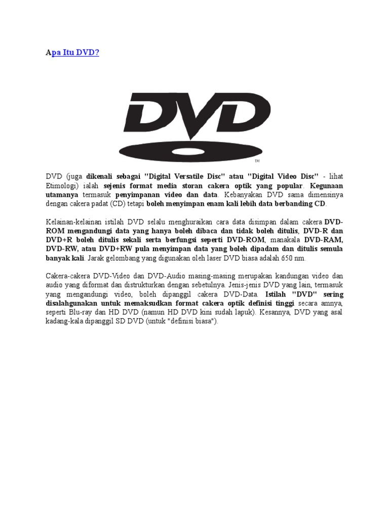 Pengertian dan Fungsi DVD | PDF | Komputer