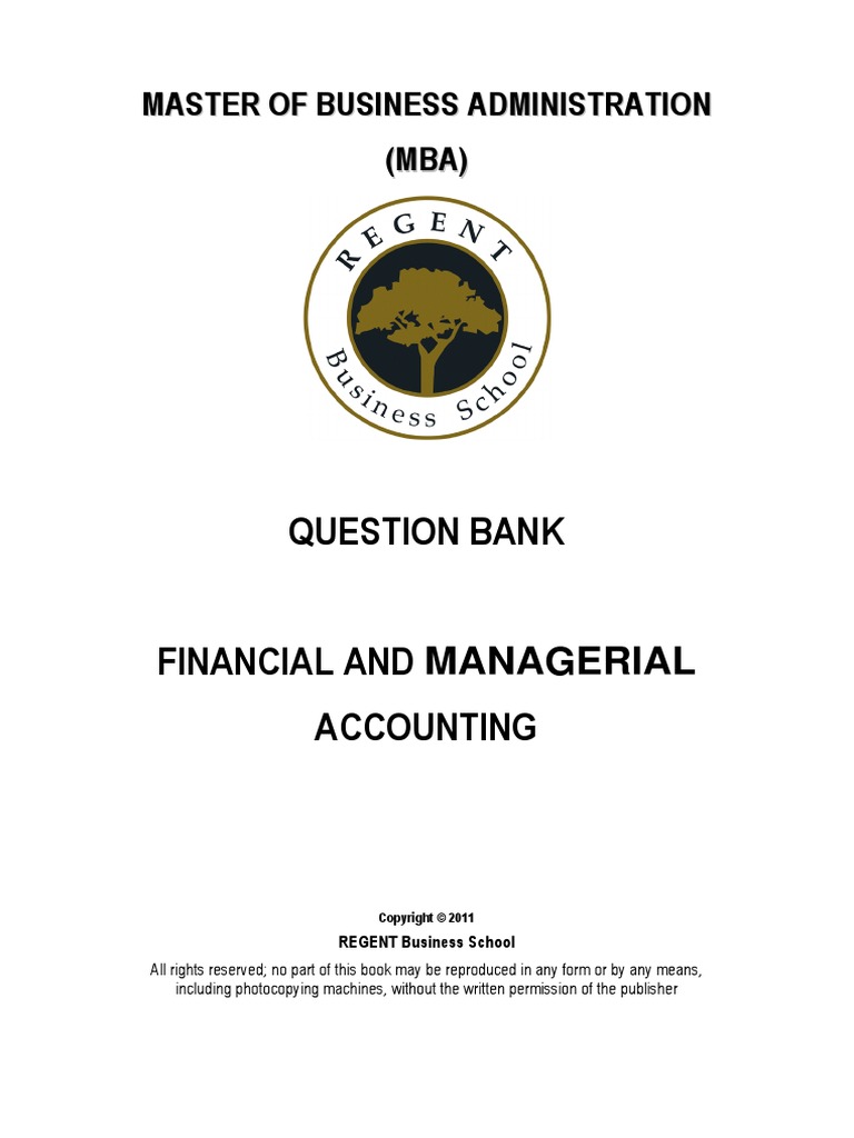 MBA-Financial and Managerial Accounting Question Bank | PDF | Balance ...