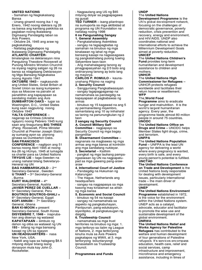 United Nations Reviewer | PDF
