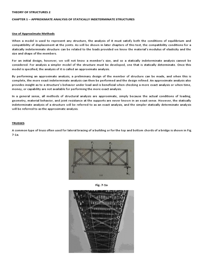 Theory of Structures 2 Chapter 1 - Approximate Analysis of Statically Indeterminate Structures ...