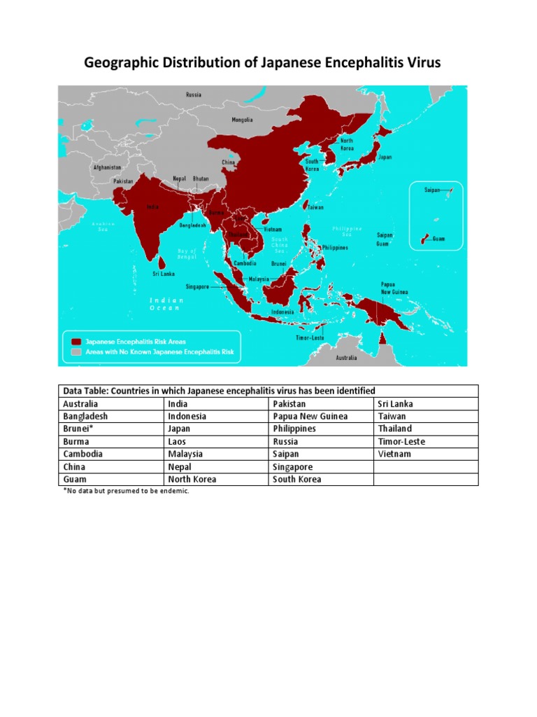Geographic Distribution of Japanese Encephalitis Virus | PDF