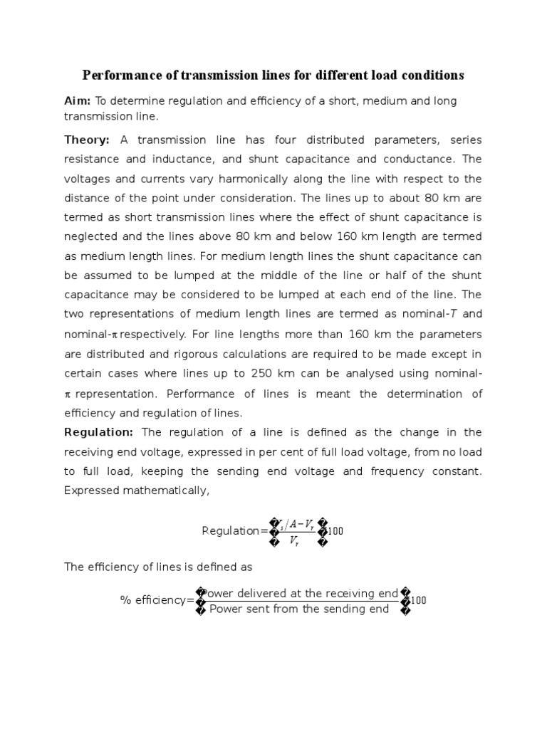 Transmission Line Performance Analysis | PDF | Transmission Line ...
