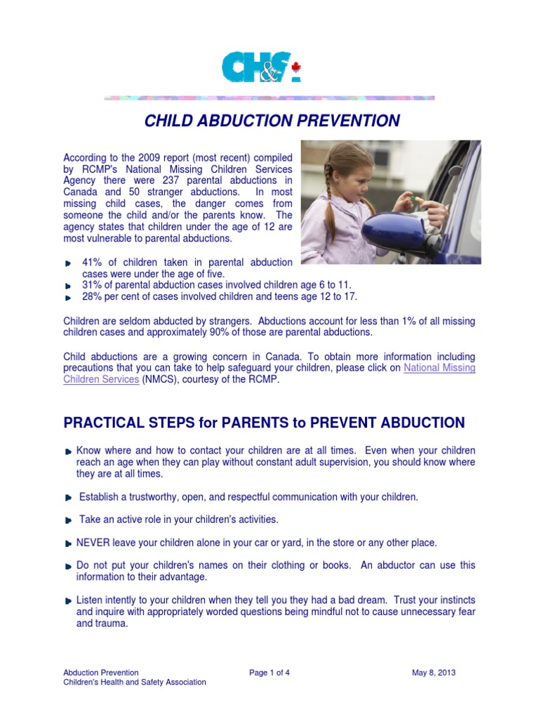 Child Abduction Prevention | PDF | Internet | Violence