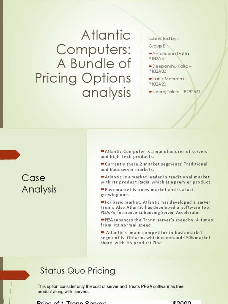 Atlantic Computers: A Bundle of Pricing Options Analysis | Download Free PDF | Pricing | Cost