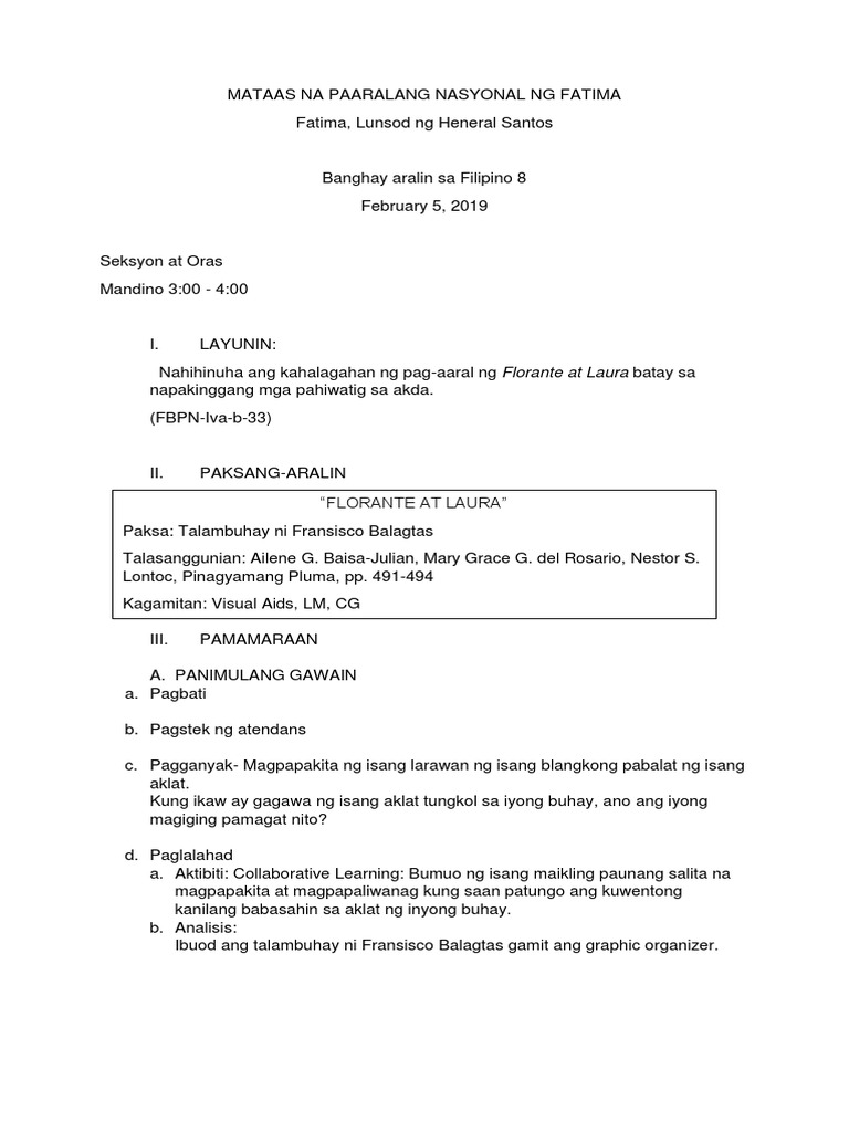 Lesson Plan (Talambuhay Ni FB) | PDF