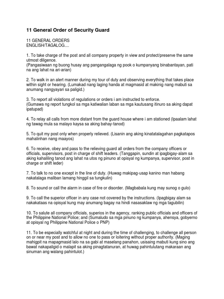 11 General Order of Security Guard | PDF