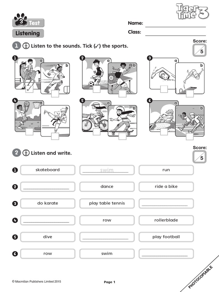 Tiger Time 3 U3 Test 1 PDF | PDF | Individual Sports | Sports