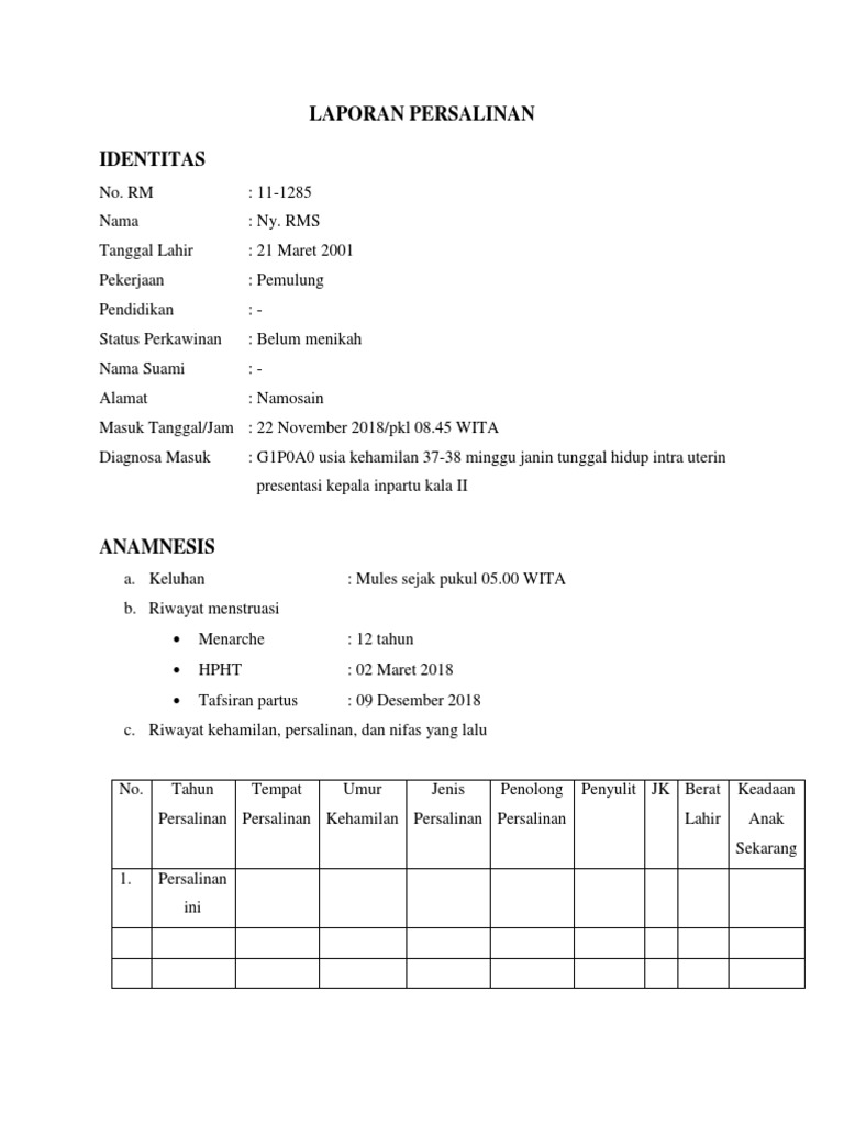 Laporan Persalinan | PDF