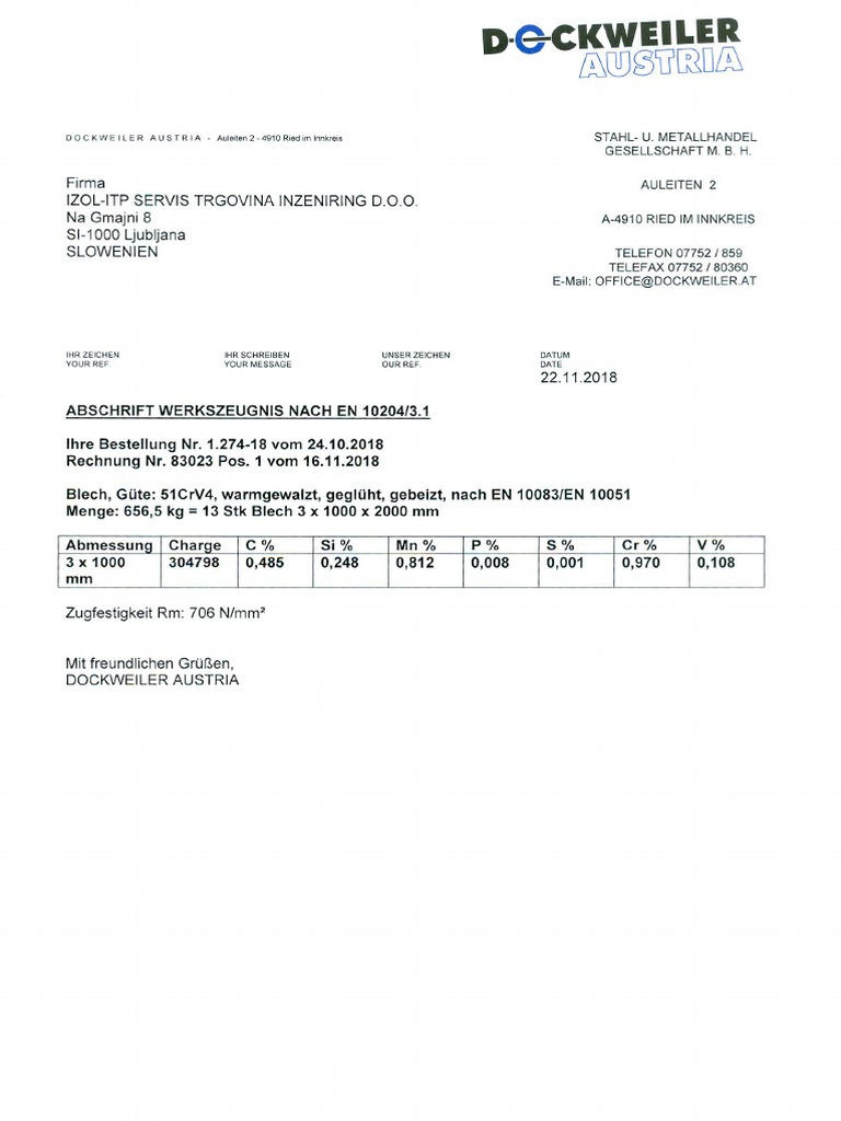 Lim 3 MM, 51CrV4 | PDF