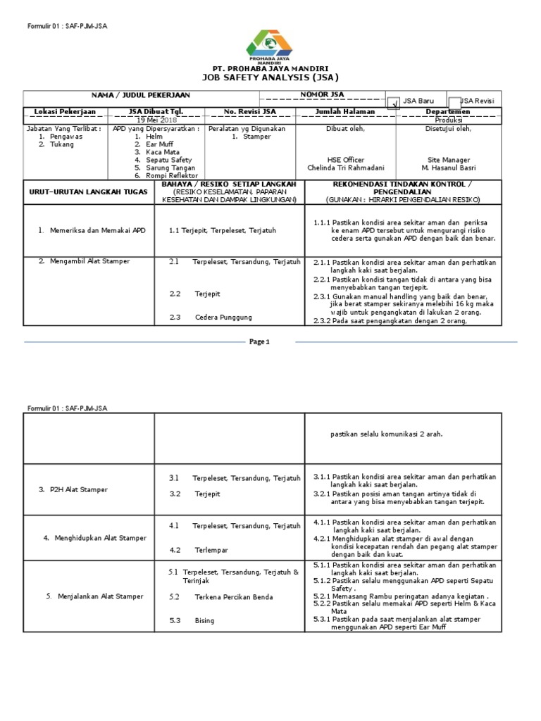 Job Safety Analisys | PDF